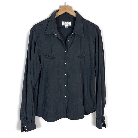 Ryan Michael | Tops | Ryan Michael Silk Blend Pearl Snap Button Western ...